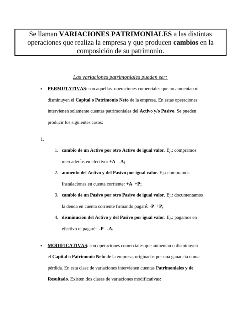 Variaciones Patrimoniales | PDF