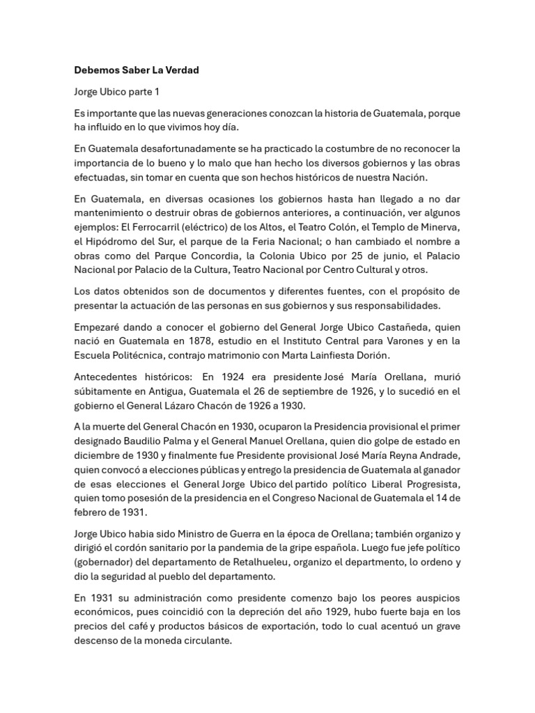 Historia no contada de Jorge Ubico | PDF | Guatemala