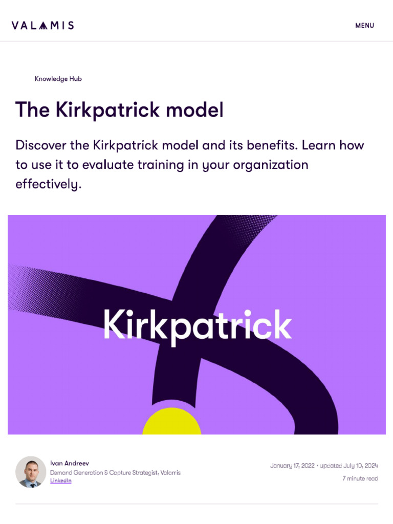 Kirkpatrick's Model of Evaluation | PDF