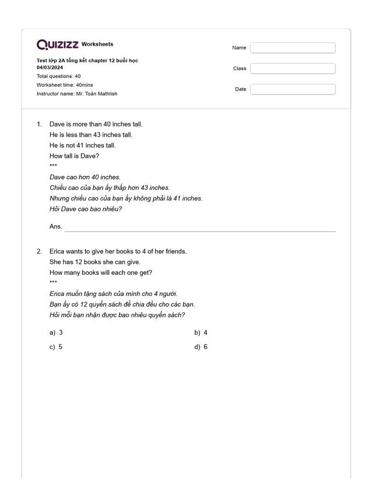 Test Grade 2 Chapter 12 Pdf