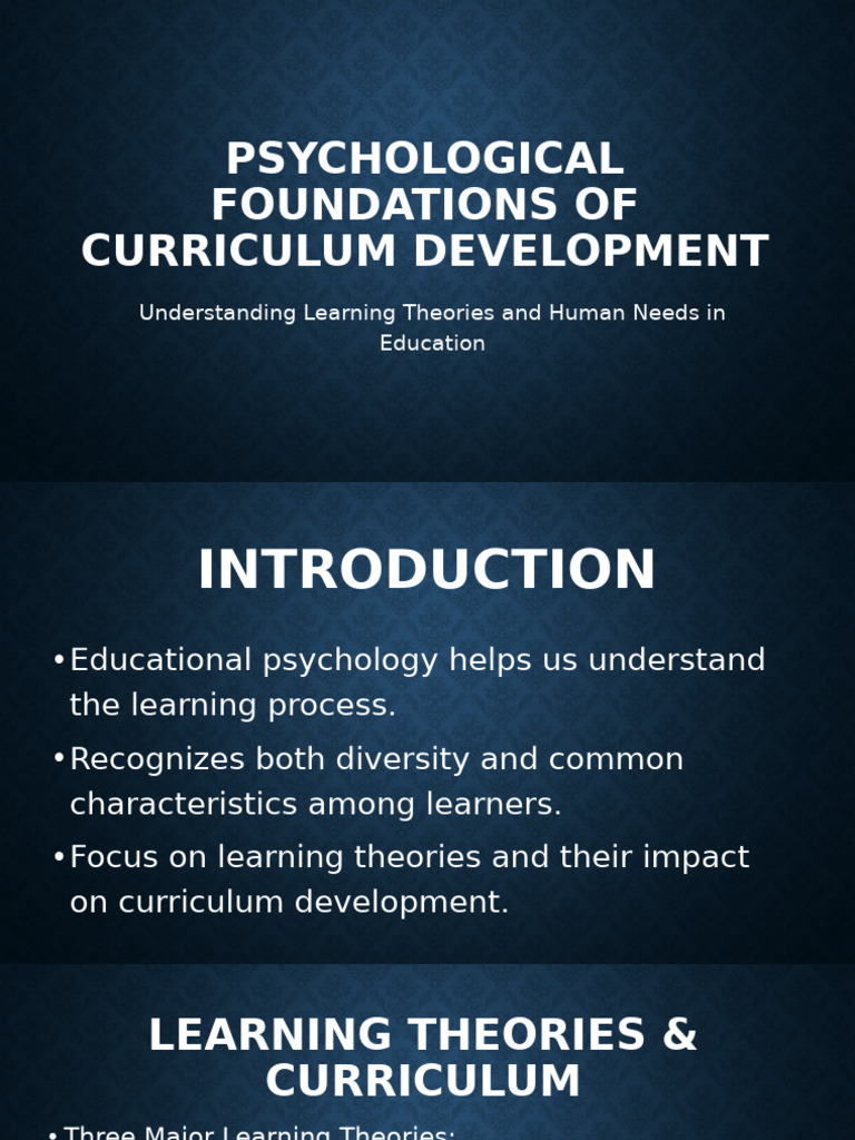 Psychological Foundations of Curriculum Development | PDF