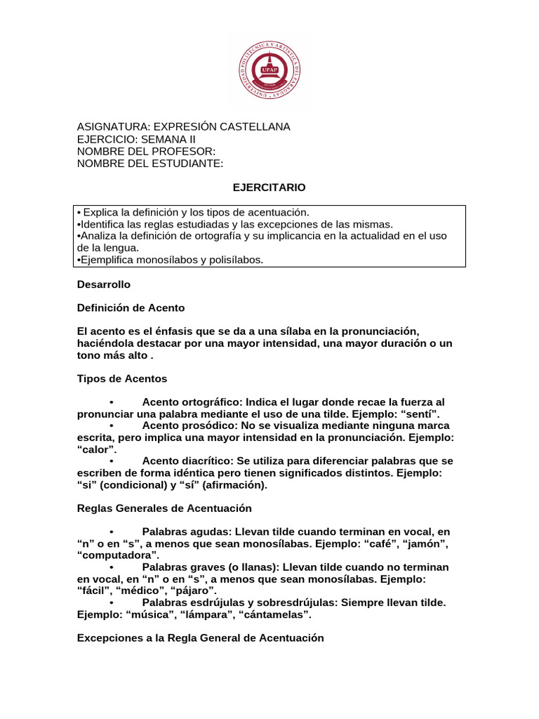Semana+ii Ficha Expresi%c3%93n+castellana | PDF | Fonética | Lingüística