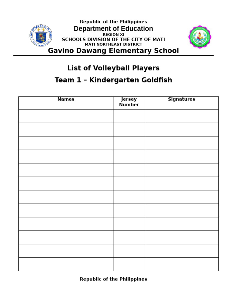 List of Volleyball Players | PDF