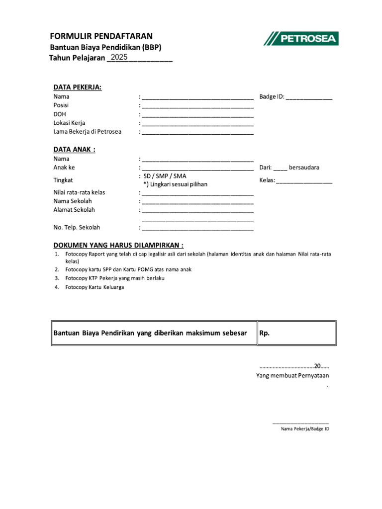 Form - Bantuan Pendidikan 2025 | PDF