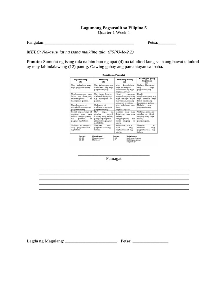 Grade 5 Summative Test Q1 Week 4 | PDF