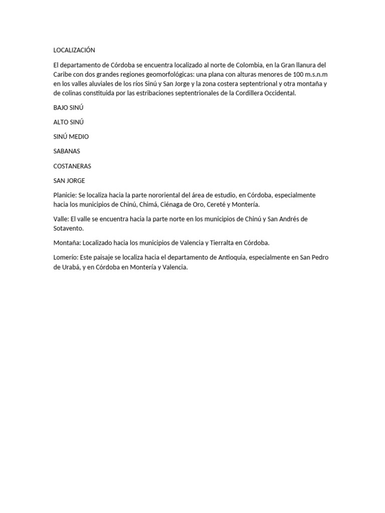 Depa Cordoba | PDF | Paisaje | Geomorfología