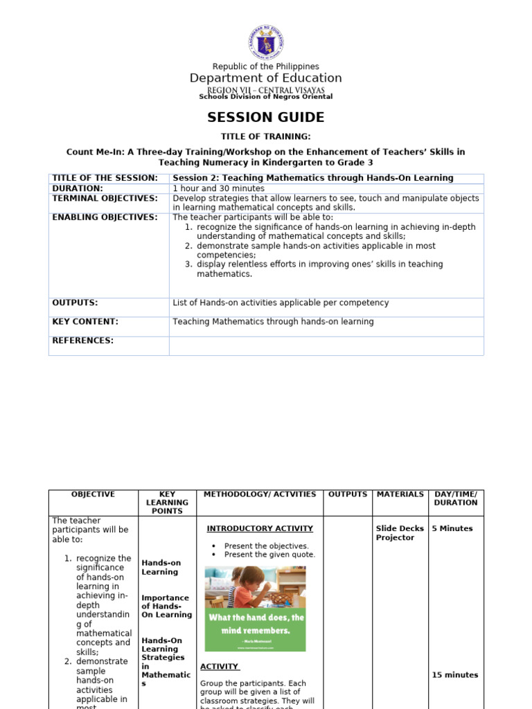 Session 2 Teaching Mathematics Through Hands-On Learning | PDF | Learning | Intelligence