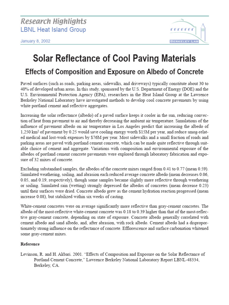 2002-Solar Reflectance of Cool Paving Materials | PDF | Road Surface ...