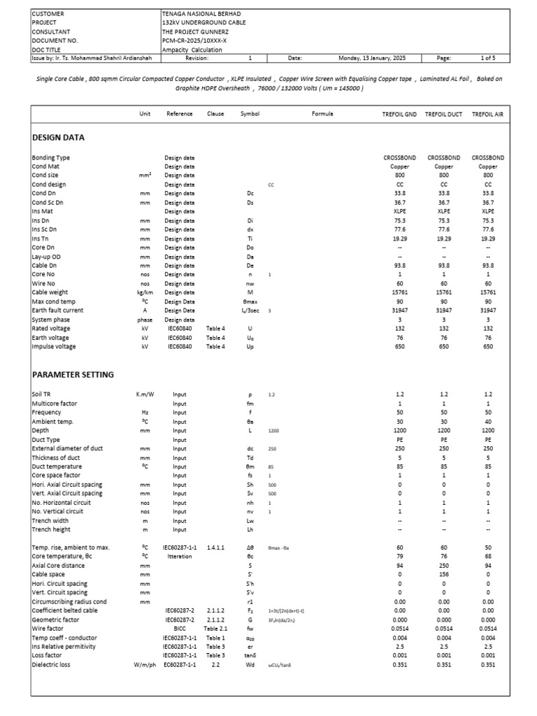Ampacity Calculation for 132kV Cable | PDF | Electrical Conductor ...
