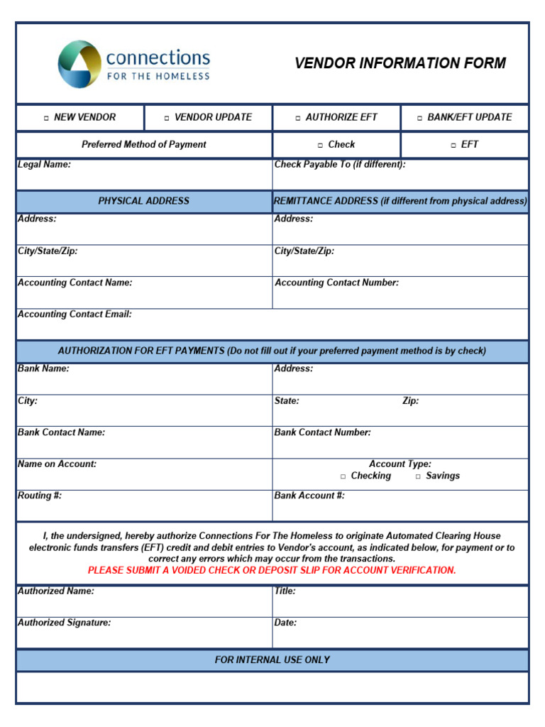 Vendor Information and EFT Authorization Form | PDF
