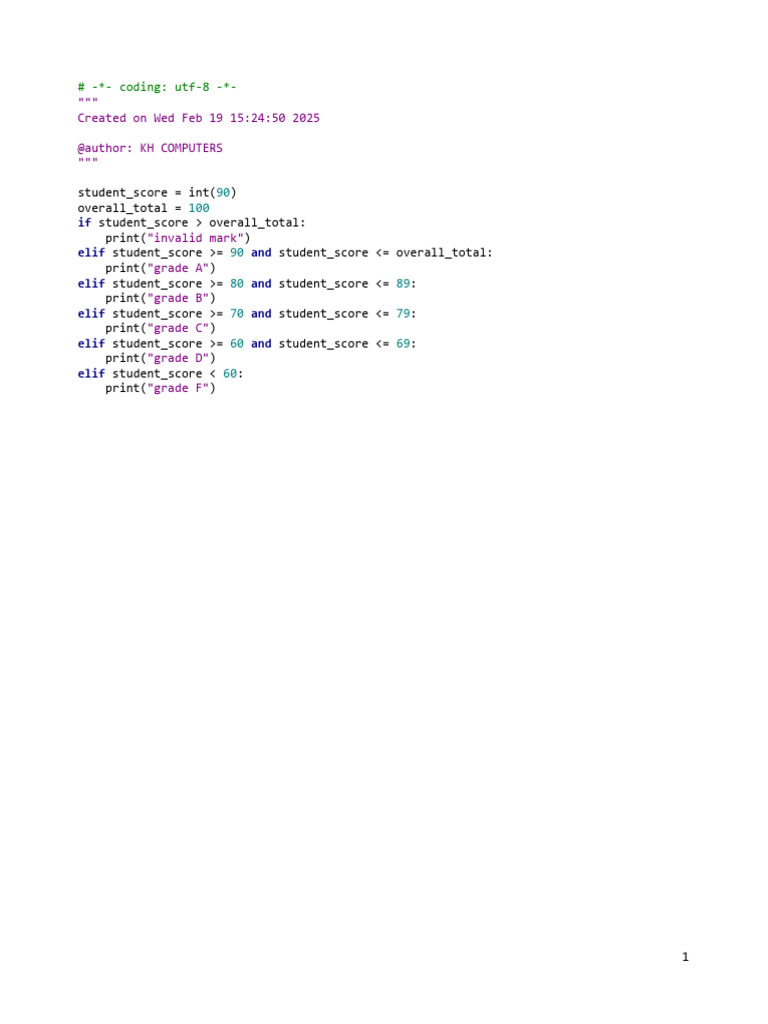 Python Student Grade Calculator | PDF