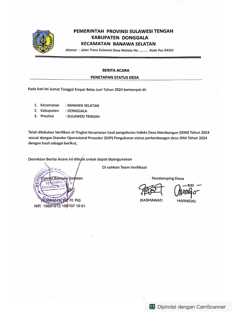 Berita Acara IDM Kec - Bansel | PDF