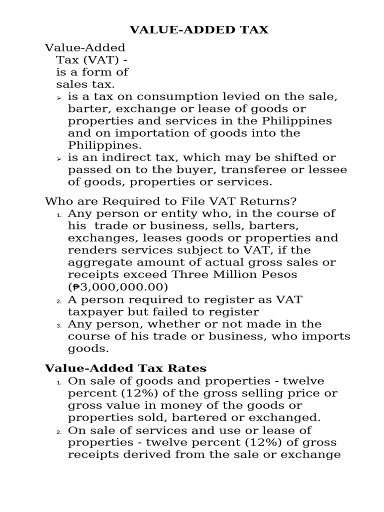 VAT in the Philippines: Filing and Rates | PDF | Value Added Tax | Taxes