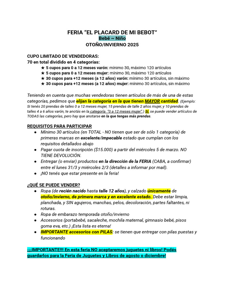 Info Feria Otoño - Invierno "El Placard de Mi Bebot" | PDF | Moda | Cuerpo humano