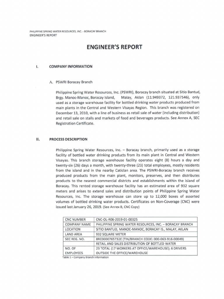 Environmental Engineer's Report For Discharge Permit Application ...