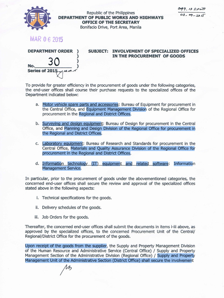 Procurement Guidelines for Specialized Offices | PDF | Procurement