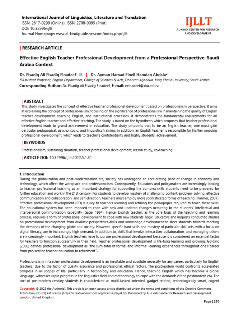 Effective English Teacher Professional Development - From a ...