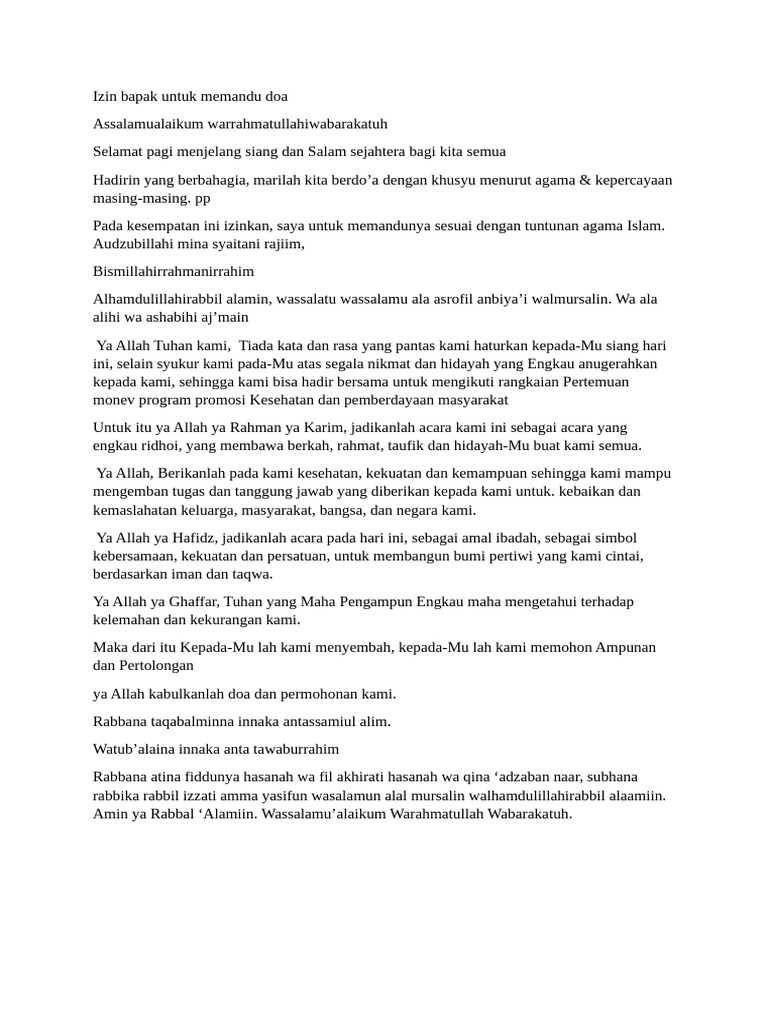 Izin Bapak Untuk Memandu Doa | PDF