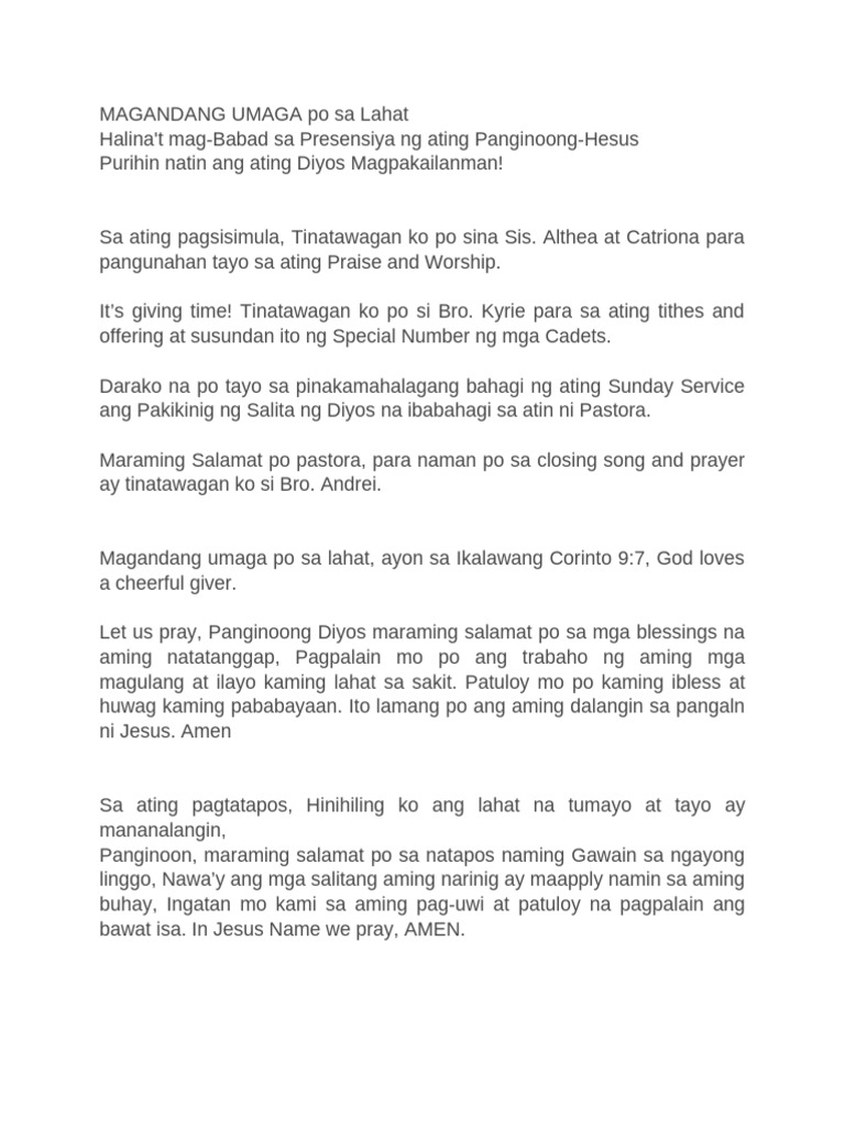 Script Sunday Service | PDF