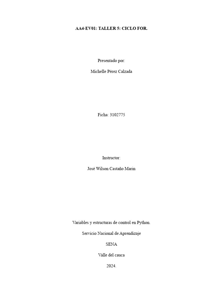 Taller Ciclo For Python | PDF