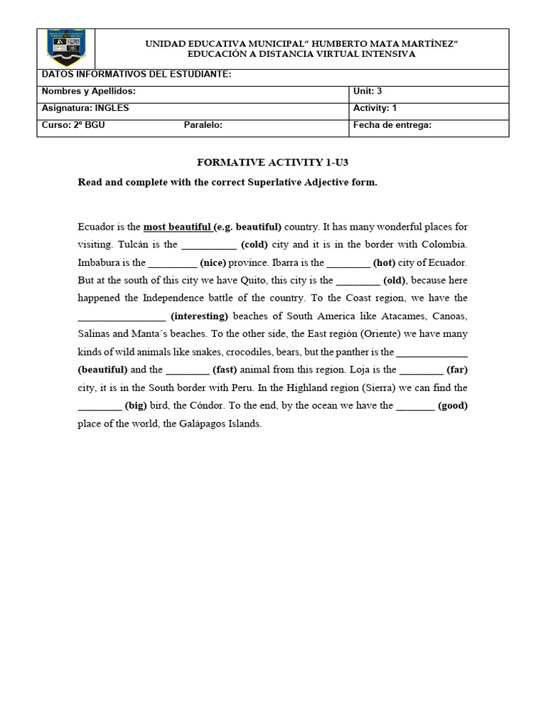 FORMATIVE ACTIVITY 1 -U3 | PDF