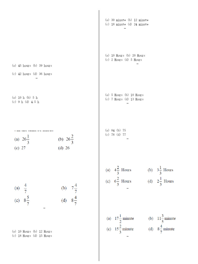 RRB Group D Pipe and Cistren Math in English | PDF