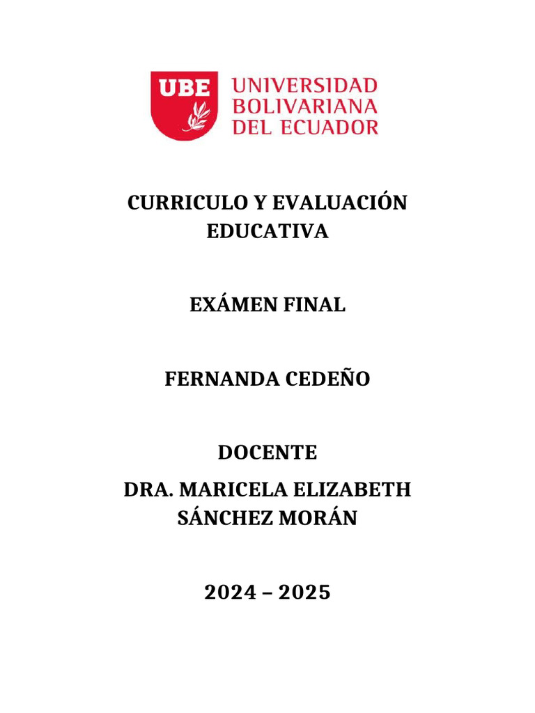 Exmen Final Curriculo | PDF | Plan de estudios | Tierra