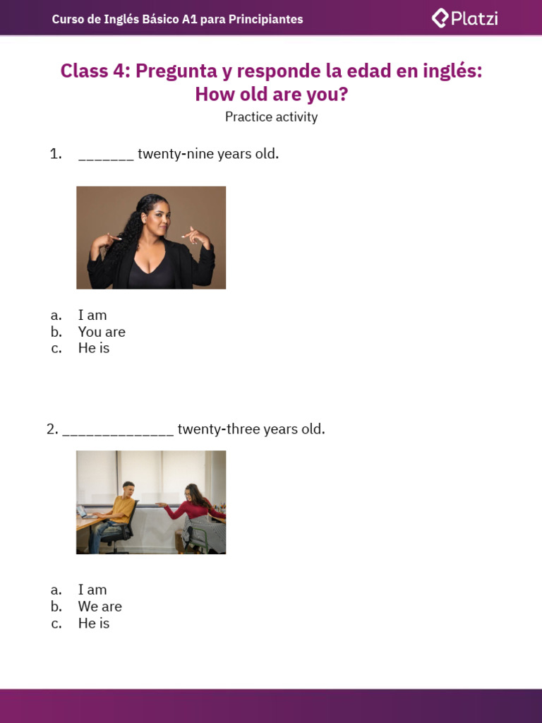 Preguntar y responder la edad en inglés | PDF
