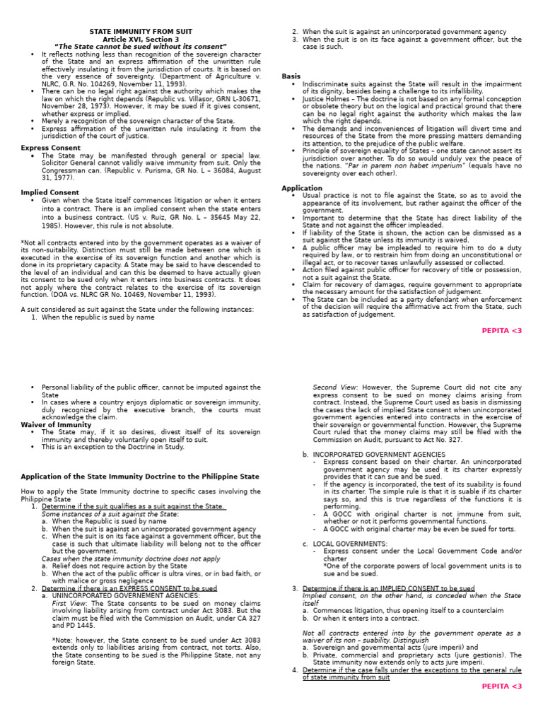 Understanding State Immunity from Suit | PDF | Sovereign Immunity ...