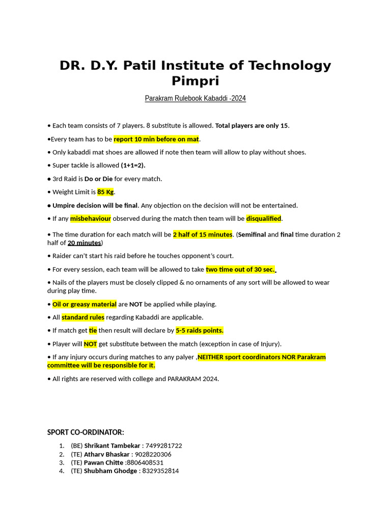 Kabadddi Rules-1 | PDF