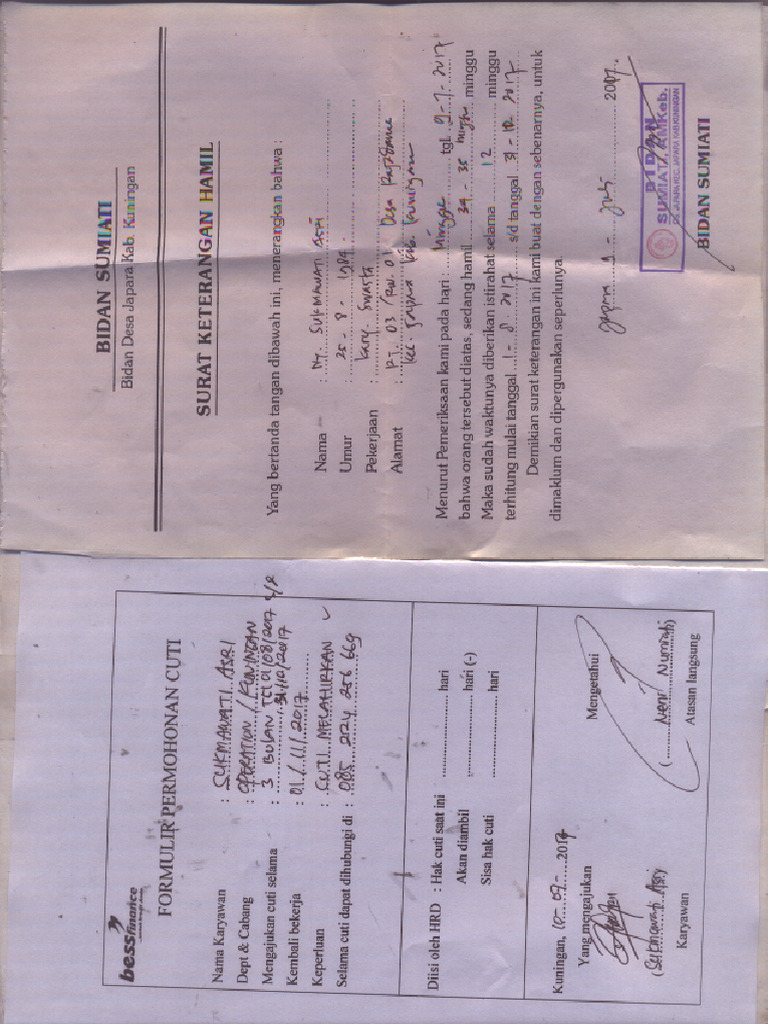 Form Cuti & Surat Keterang Hamil | PDF