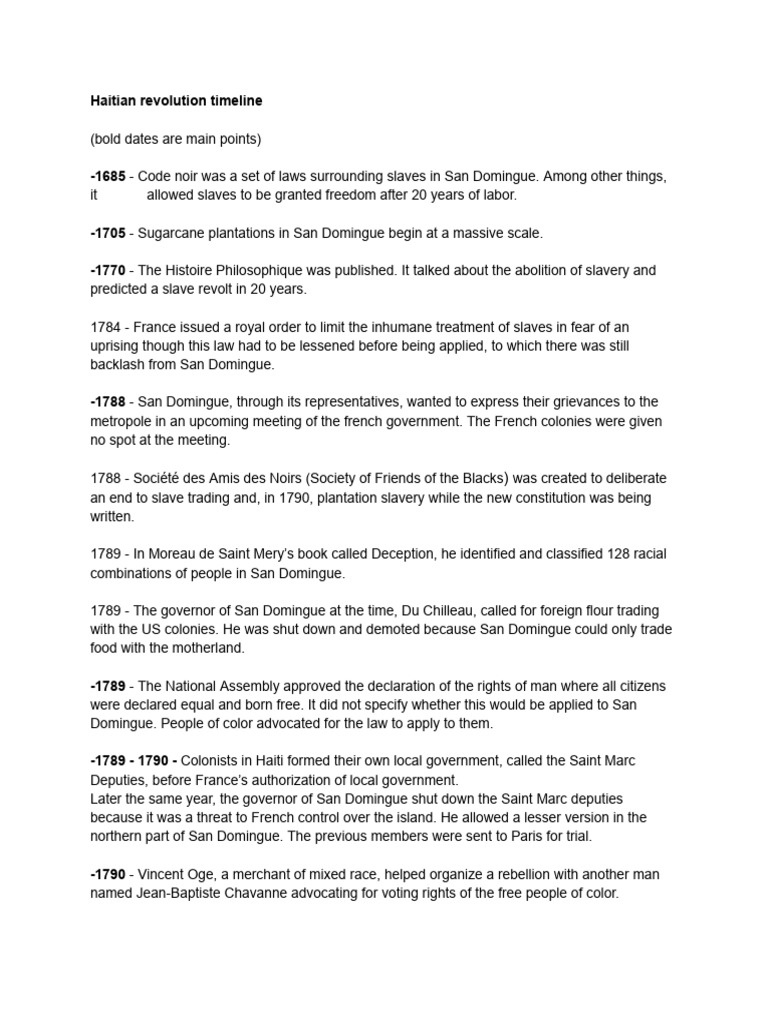 Haitian Revolution: Key Events | PDF | Slavery | Unfree Labour