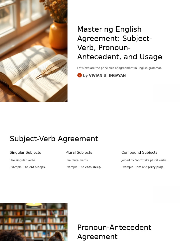 Mastering English Agreement Subject Verb Pronoun Antecedent and Usage | PDF