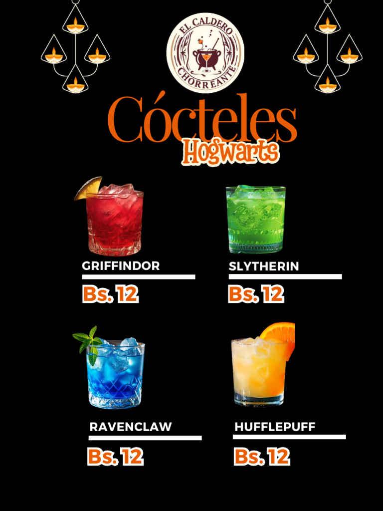 Menú de Cócteles Mágicos y Juegos | PDF | Mitografía | Harry Potter