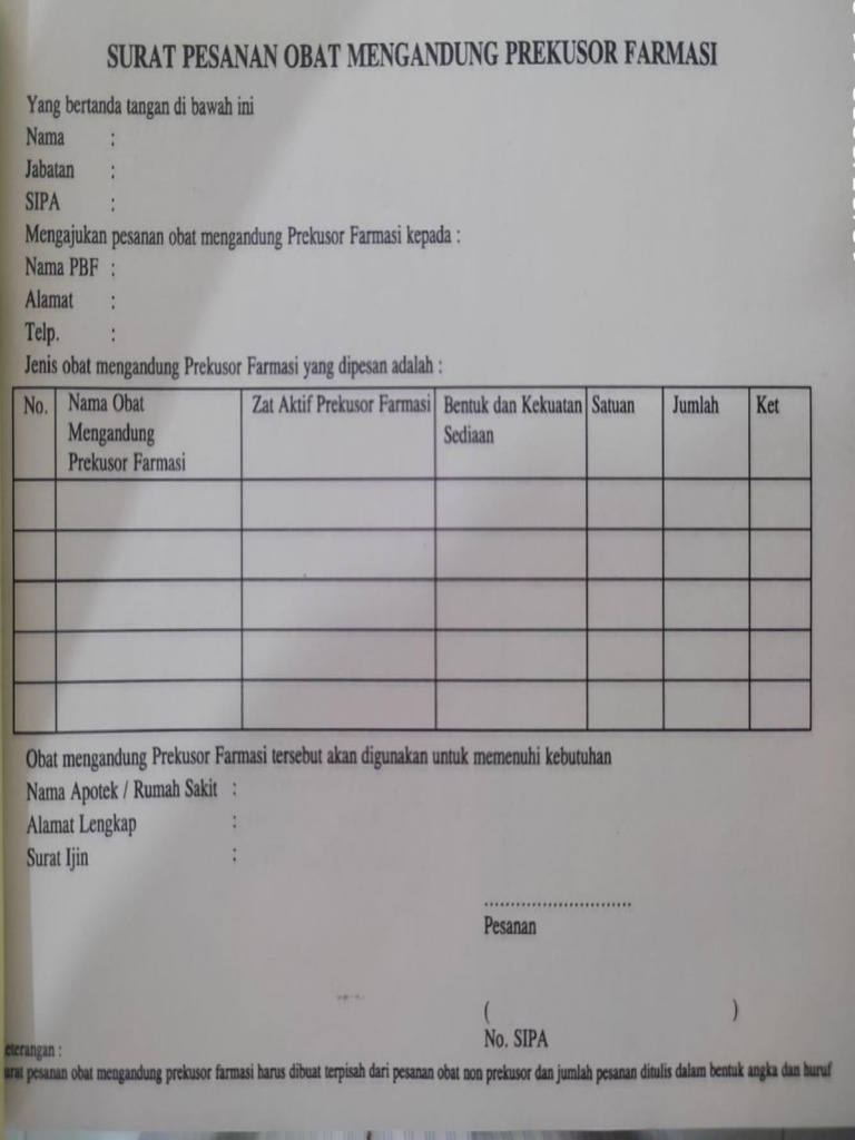 Blangko Pesanan Obat Psikotropika | PDF