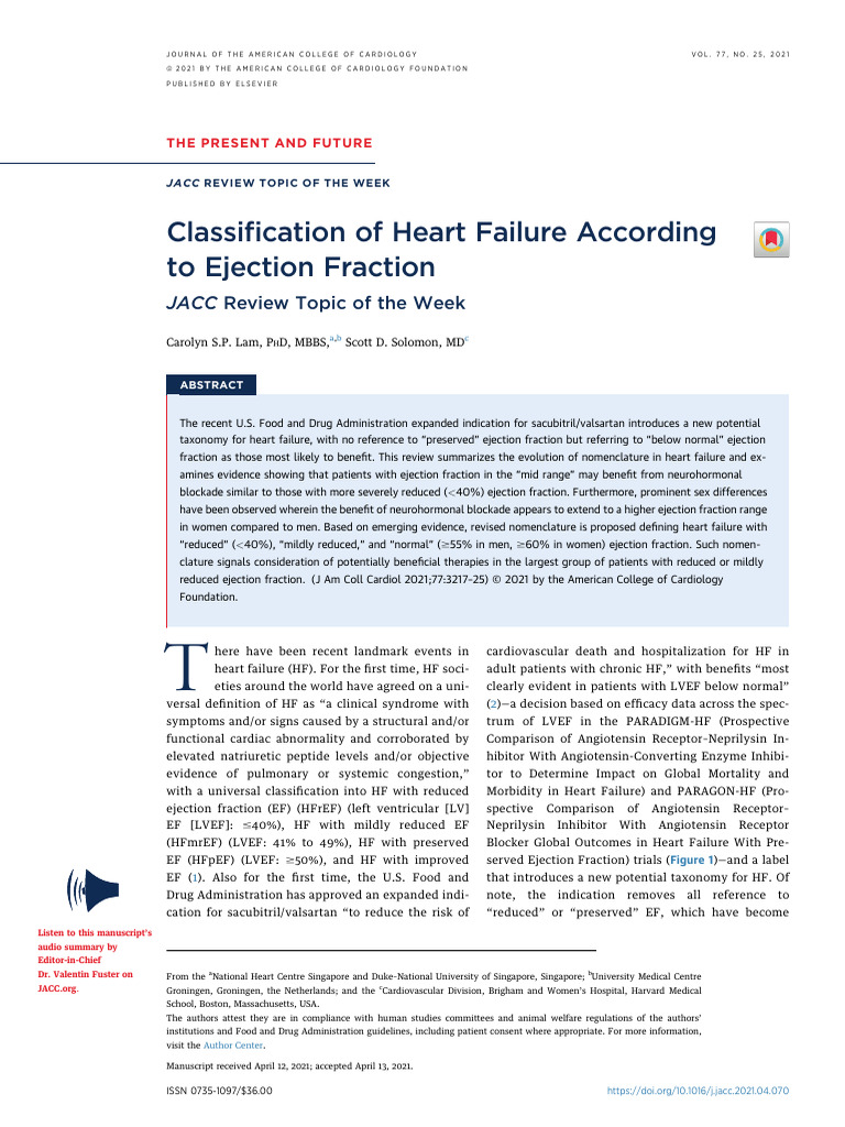 Heart Failure Classification by Ejection Fraction | PDF | Heart Failure ...