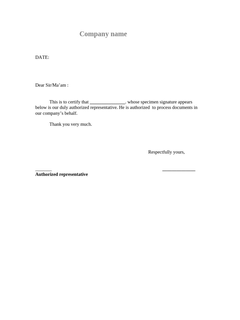 Authorized Representative Certification | PDF