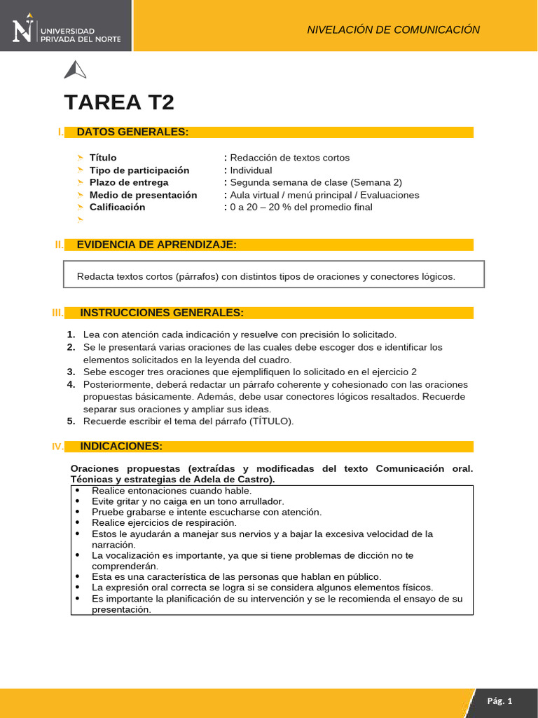 TAREA T2 Apellido Nombre COMU | PDF | Oración (Lingüística) | Ortografía