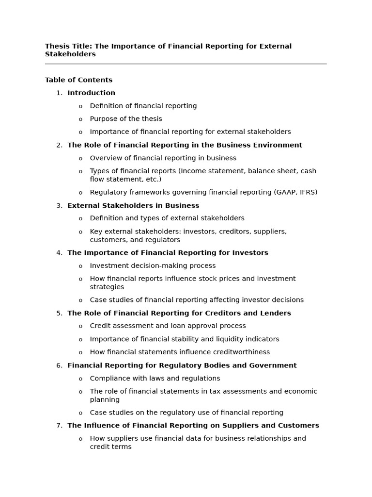 Financial Reporting's Value to Stakeholders | PDF | International ...