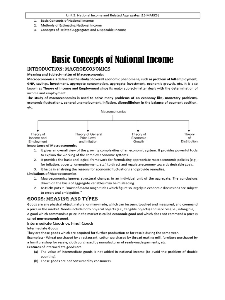 National Income and Economic Aggregates | PDF | Macroeconomics | Gross ...