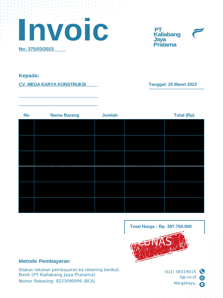 Invoic Bukti Pembelian Barang Proyek MKK | PDF