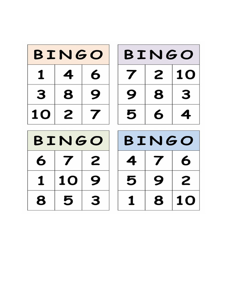 Printable Number Bingo Cards 1 10.Jpg | PDF