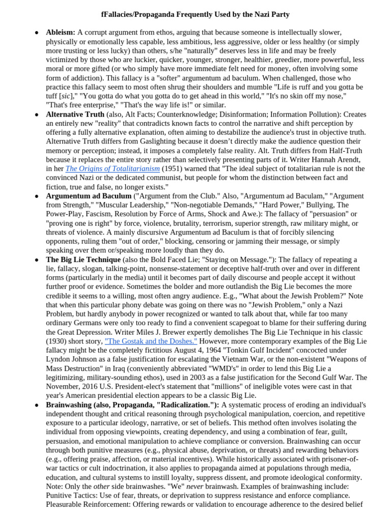 Olivia Garner - Night Propaganda - Fallacies Worksheet | PDF | Nazi ...