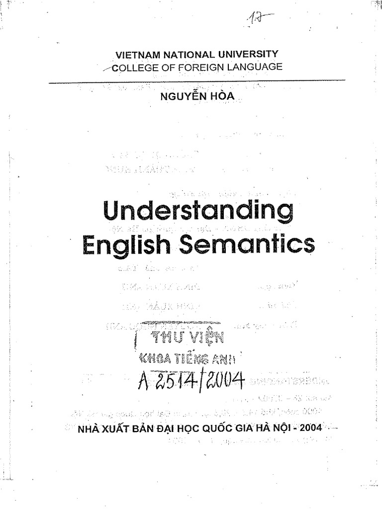 Understanding English Semantics - Nguyễn Hòa | PDF