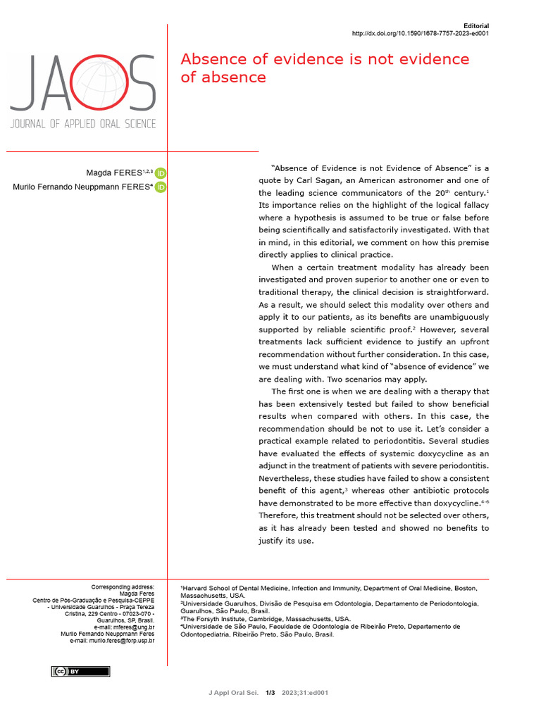 (FERES FERES, 2023) Absence of Evidence Is Not Evidence of Absence ...