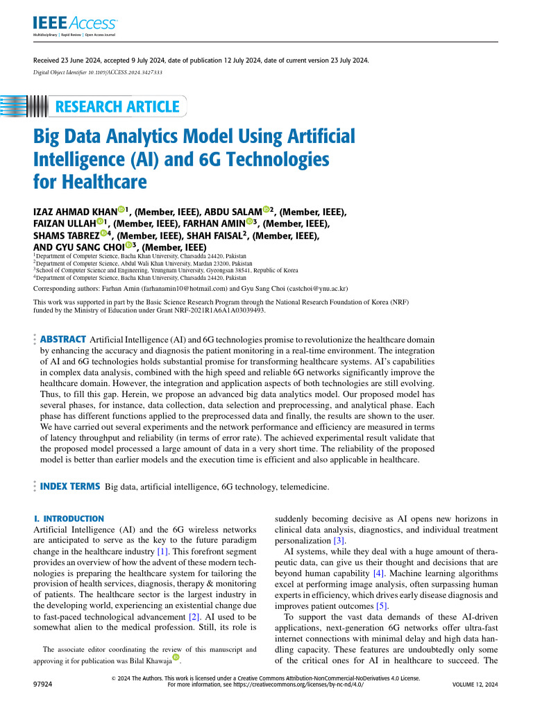Big Data Analytics Model Using Artificial Intelligence AI and 6G ...