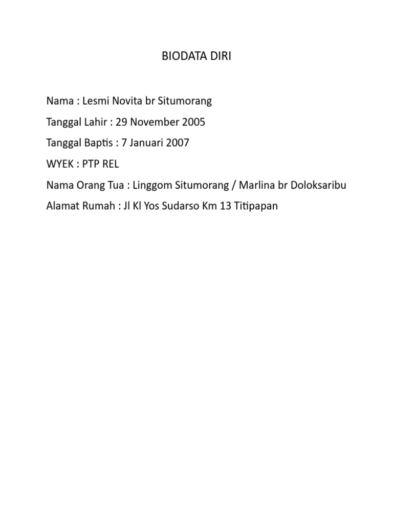 Biodata Diri | PDF