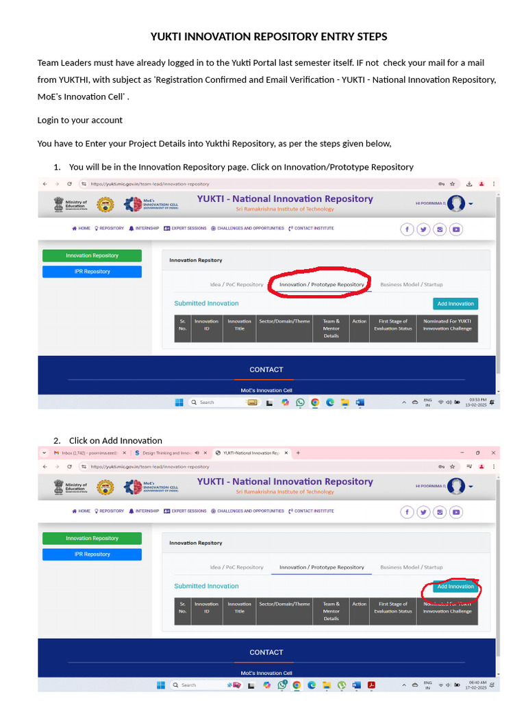 Yukti Repository Entry Steps | PDF | System | Prototype