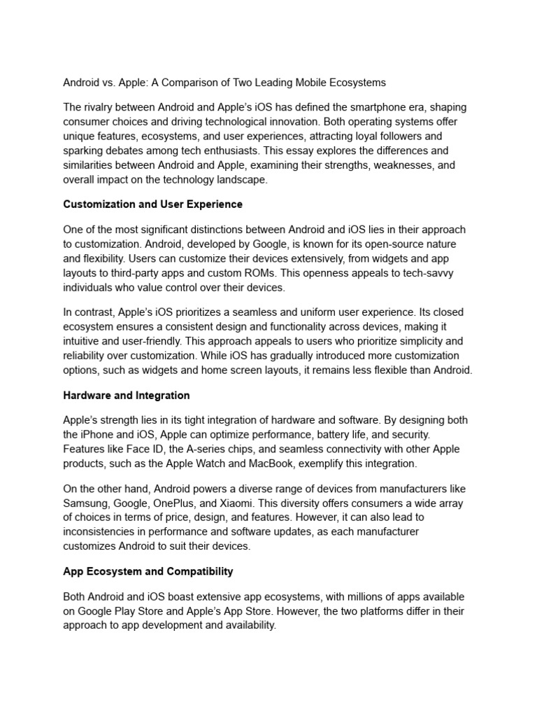 Android vs. Apple Persuasive Essay | PDF | Android (Operating System ...