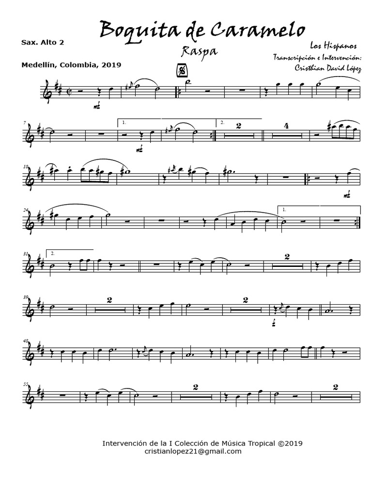 Boquita de Caramelo 2019x - Sax. Alto 2 | PDF